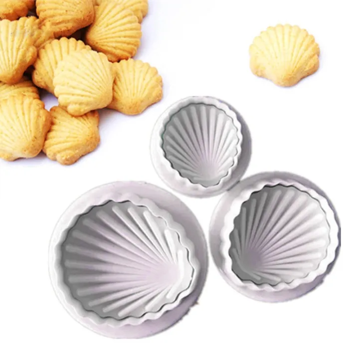 3ชิ้น/เซ็ต Sea Shell Shape 3D Fondant แม่พิมพ์เค้กสำหรับตกแต่งเครื่องมื ...
