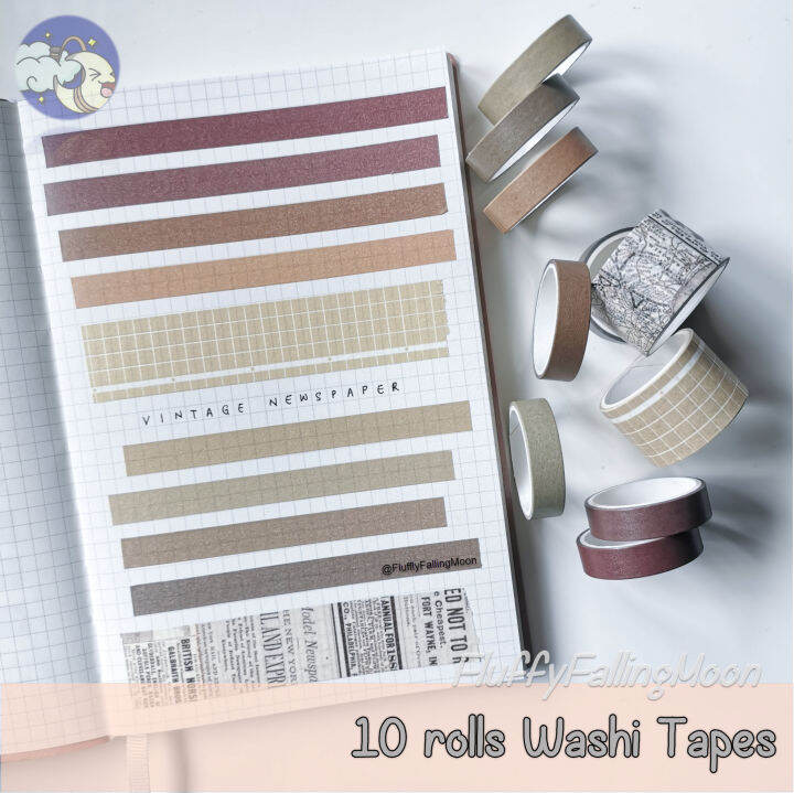 Fluffs 10rolls Vintage Series Aesthetic Tape Plain Washi Tape Kawaii ...
