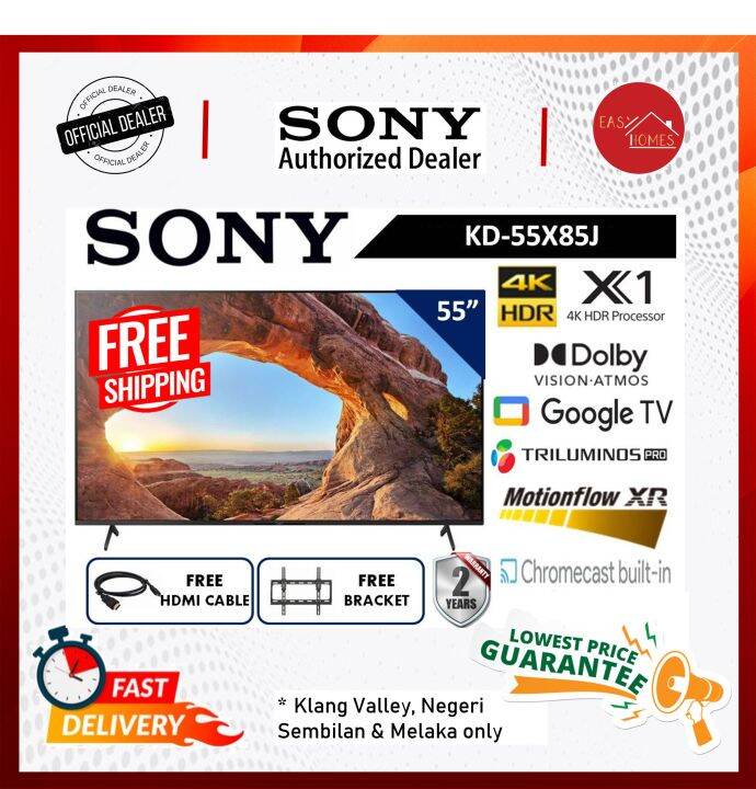 Sony 55” X85J | 4K Ultra HD | High Dynamic Range (HDR) | Smart TV (Google TV) | Lazada