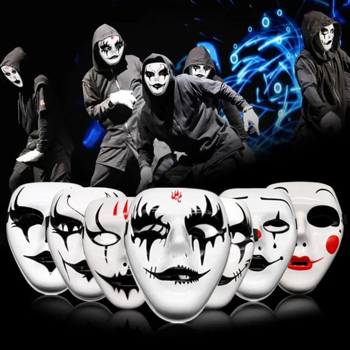 ZESTON ฮิปฮอปสวมหน้ากากคอสเพลย์สีขาวผีพรรคผู้ใหญ่อุปกรณ์ประกอบฉากฮา ...