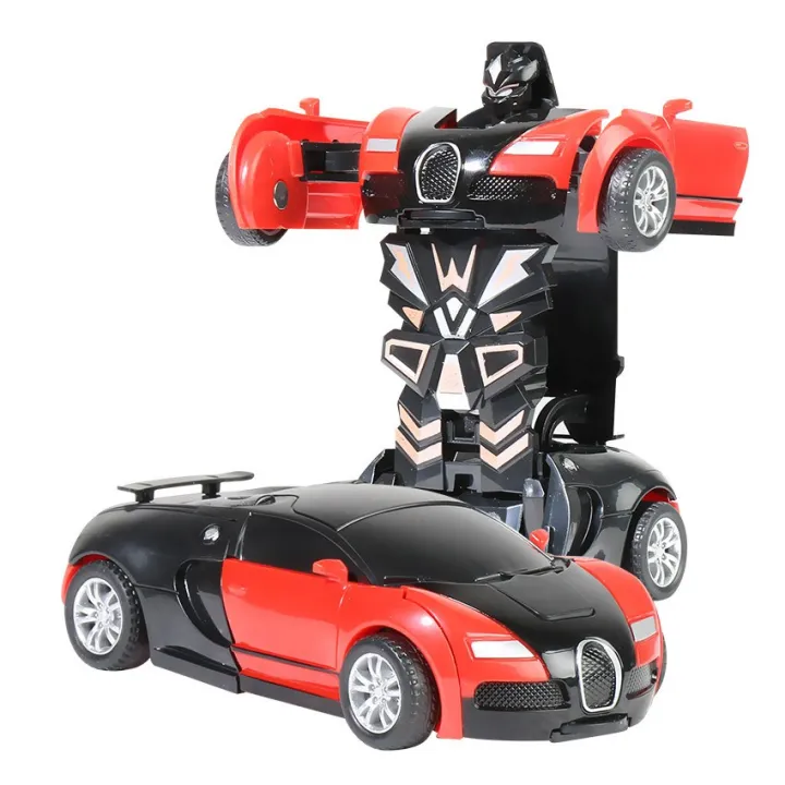 Kid's One-Key Transformed Toy Diamond Bugatti Inertial Impact PK Auto ...