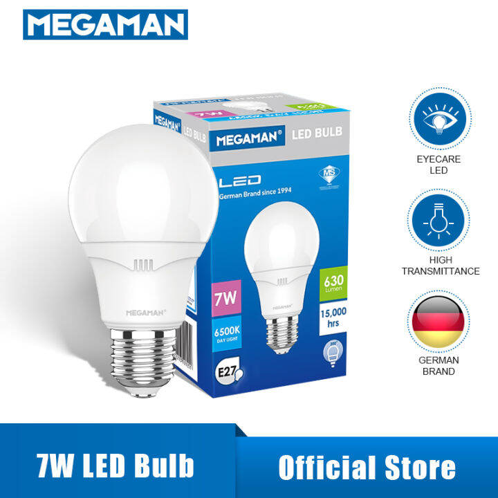Megaman LED Bulb Light A60 7W E27 3000K/4000K/6500K Eye Care Classic ...