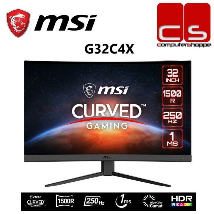 MSI G32C4X 31.5'' FHD 250HZ 1MS FREESYNC HDR VA Curved Gaming Monitor ...
