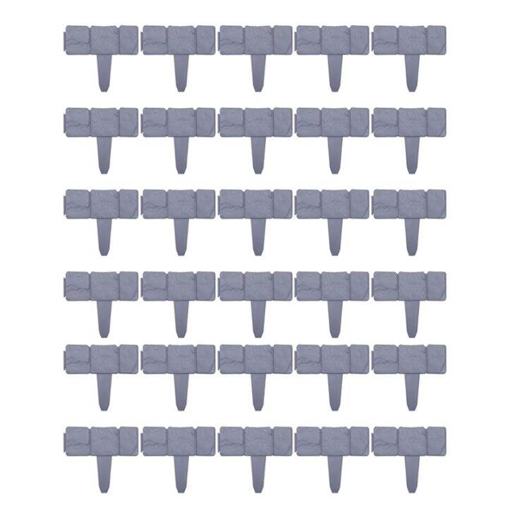 30pcs Garden Fence Edging Cobbled Stone Effect Diy Plastic Lawn Edging