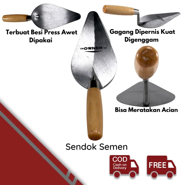 Sendok Semen Gagang Kayu Lancip Catok Plester Acian Dinding Lantai ...