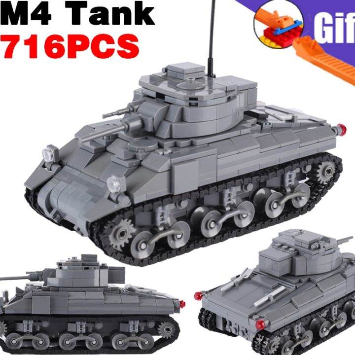M4 Sherman Main Battle Tank Model Building Blocks WW2 Military US Army ...