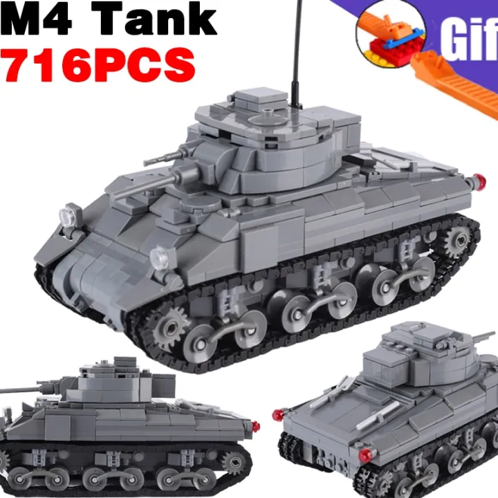 M4 Sherman Main Battle Tank Model Building Blocks WW2 Military US Army ...