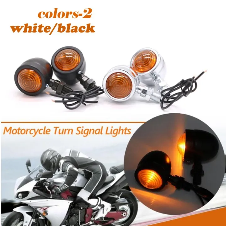 Universal Motorcycle Signal light AMBER Black Mini Bullet Turn Signals ...