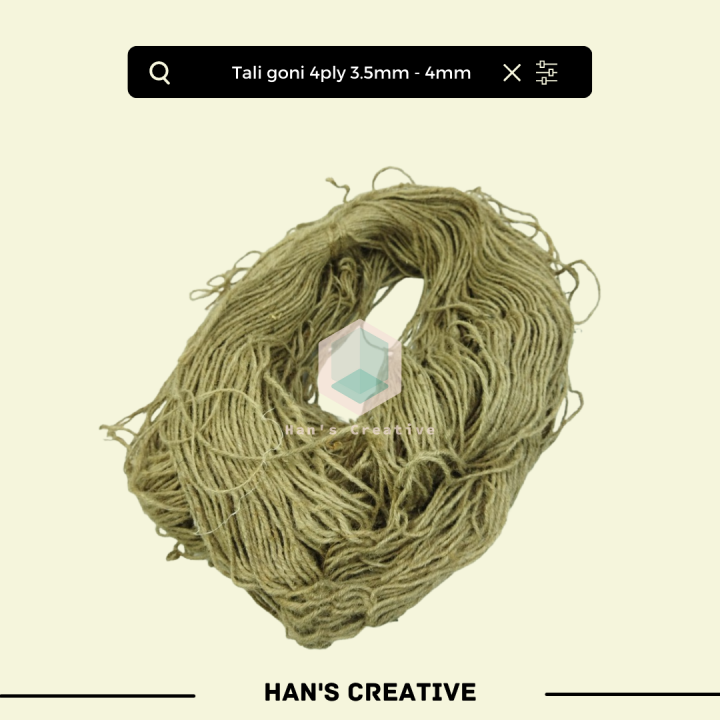 Tali goni tali rami jute yarn 4ply 4mm dan 8ply 5mm roll ikat besek ...