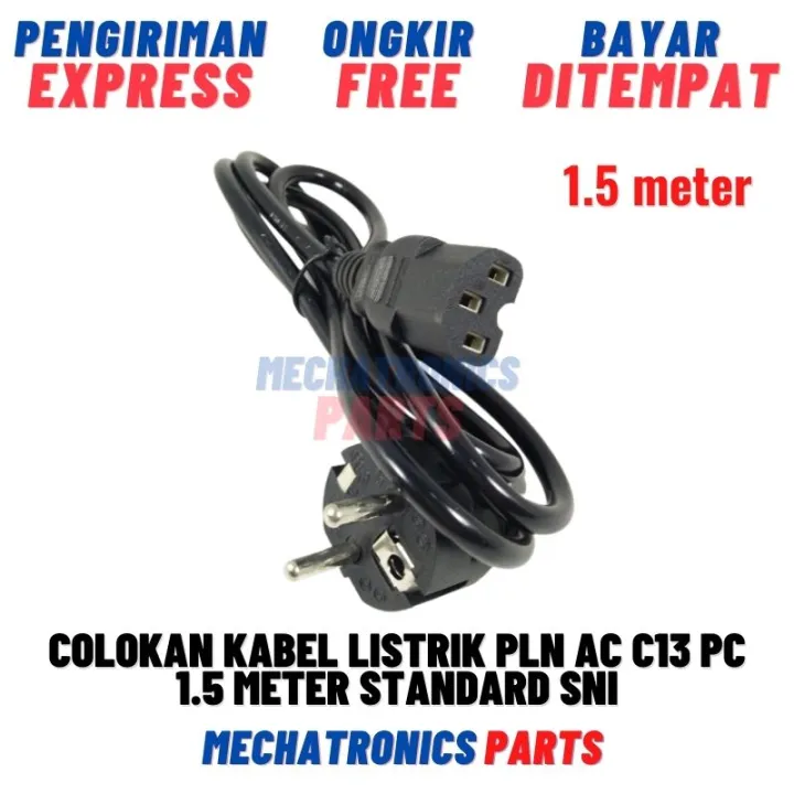 Colokan Kabel Listrik PLN AC C13 PC 1.5 Meter Standard SNI | Lazada Indonesia