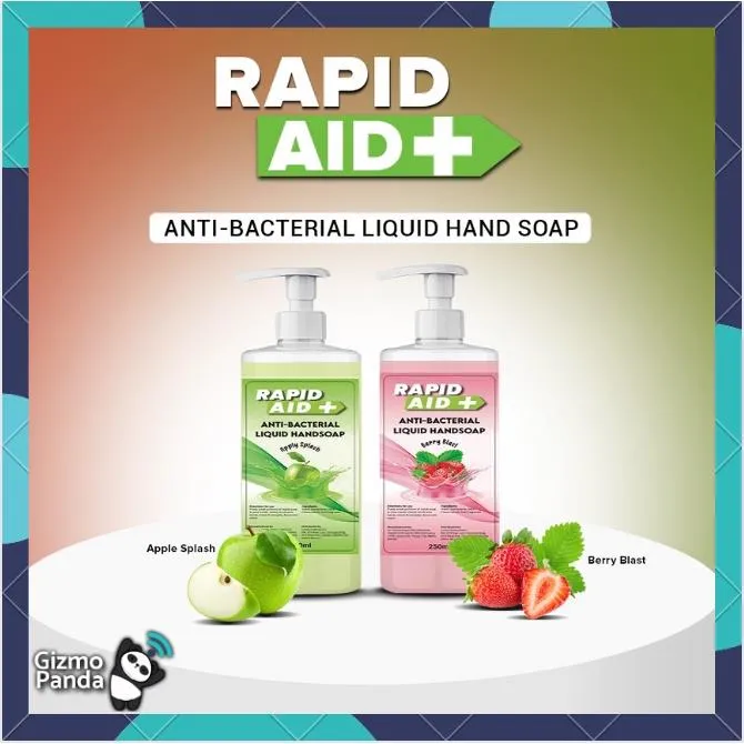GESUND Rapid Aid Premium Antibacterial Liquid Hand Soap Apple Splash Berry Blast Gizmo Panda ...