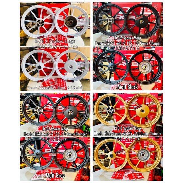 RCB 8 Spokes Mags Honda Click v1 and v2 125, 150 Game Changer | Lazada PH