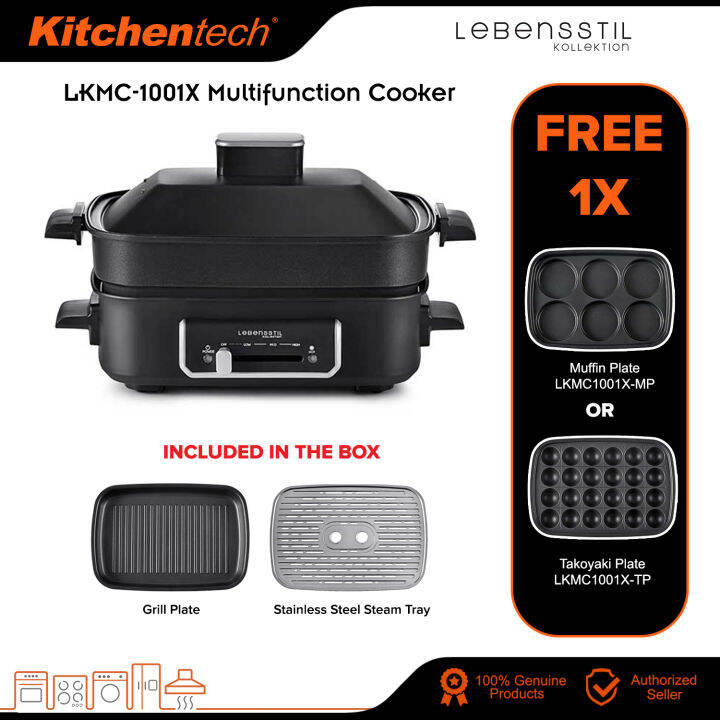 Lebensstil LKMC-1001X Multicooker Multifuction Pot Hotpot BBQ Pan Grill ...