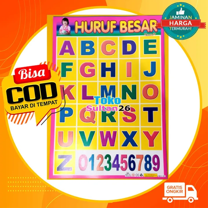 Poster Edukasi Belajar Anak Mengenal dan Menulis Huruf Besar Alphabet ...