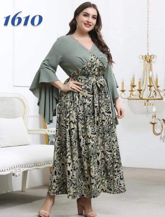 PLUS SIZE SAGE GREEN PRINT DRESS SARK SAGE GREEN DRESS/ FORMAL DRESS ...
