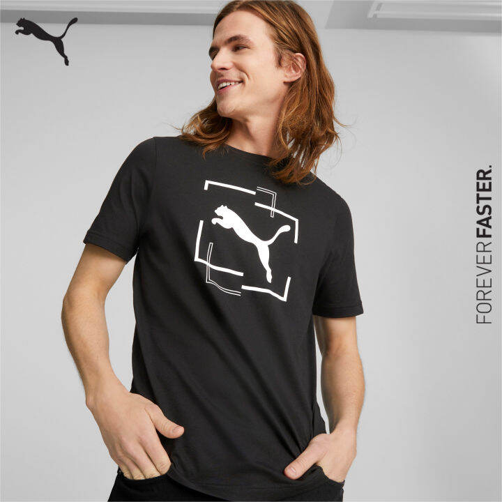 PUMA BASICS - เสื้อยืดผู้ชายลายกราฟิก Cat สีดำ - APP - 67174201 ...