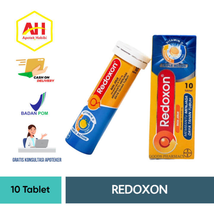 Redoxon rasa jeruk botol 10 tablet Effervescent Triple Action Vitamin D ...