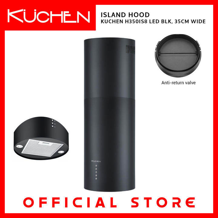 KUCHEN KCH.H350IS8.LED.BLK 35CM Black Island hood with Anti-return Valve | Lazada PH