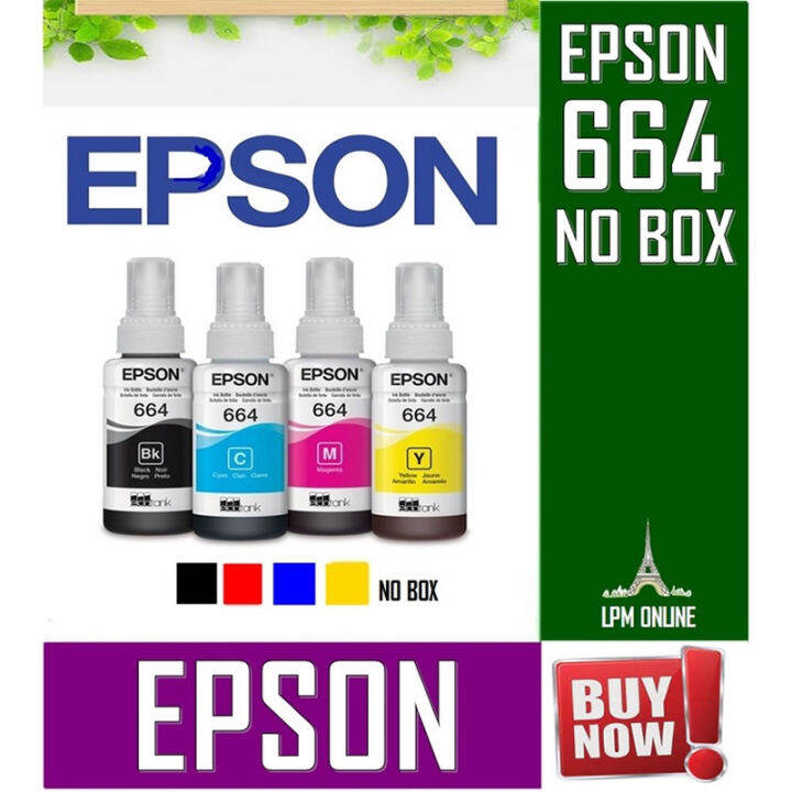 Epson Genuine 664 T664 Ink Bottle BCYM 4 Colors For L120/L360/L121/L310/L405/L1300/130/110 ...