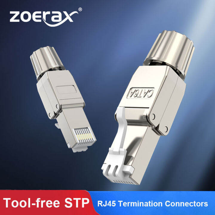 ZoeRax CAT5E/CAT6/Cat6A/Cat7 cat8 RJ45 Connectors Tool-Free Reusable Shielded Ethernet ...