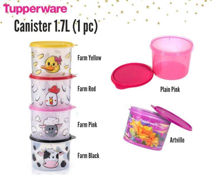 Tupperware Fab Farm / Artville / Pink Canister 1.7L Plastic Food ...