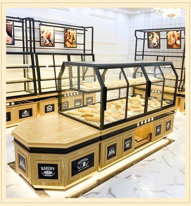 Customized baking shop small glass display cabinet Bakery display ...