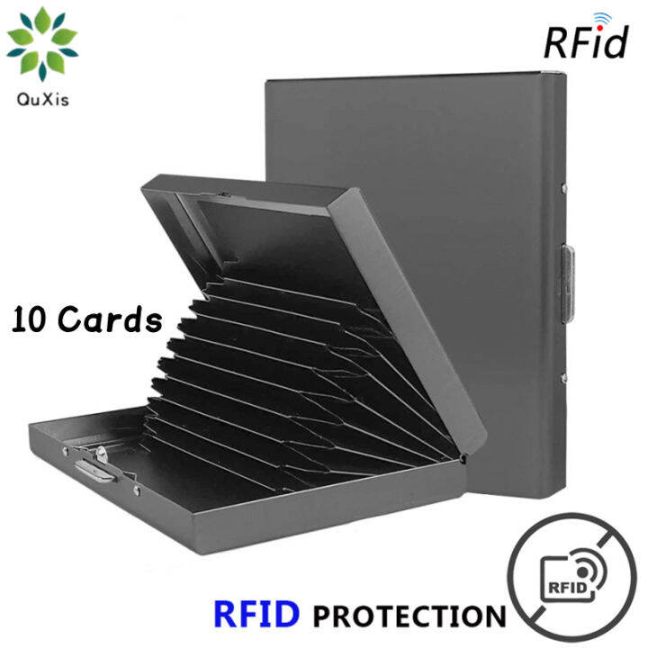 Upgraded 10 Cards RFID Card Box Aluminum Alloy Antimagnetic Card Holder ...