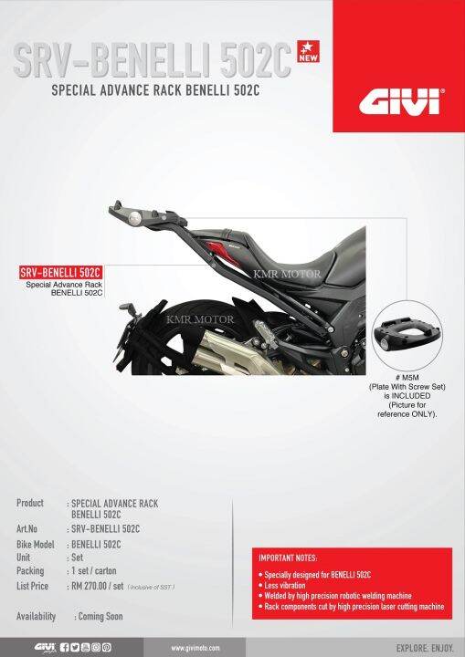 GIVI BENELLI 502C SPECIAL ADVANCE RACK HEAVY DUTY RACK BENELLI 502C ...