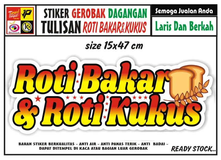 STIKER KACA GEROBAK TULISAN ROTI BAKAR DAN KUKUS | Lazada Indonesia