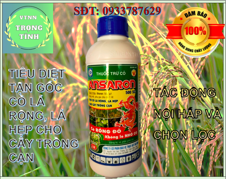 THUỐC TRỪ CỎ ANSARON 500SC chai 1 lít. cỏ lá rộng và lá hẹp cho cây ...
