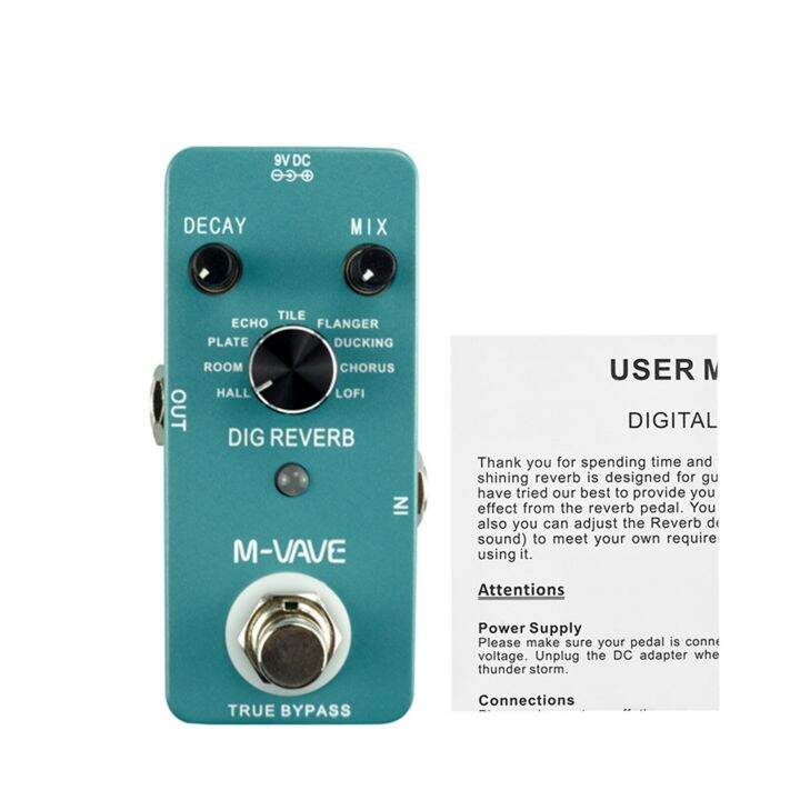 M-VAVE DIG REVERB Digital Reverb Guitar Effect Pedal 9 Reverb Types ...