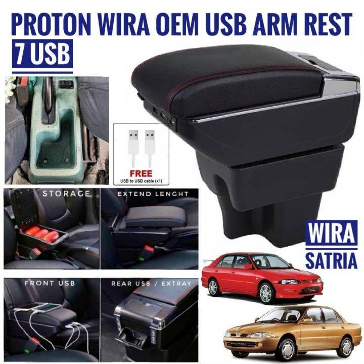 Proton Wira Arm Rest Armrest Seven USB Double Layer Car armrest Center ...