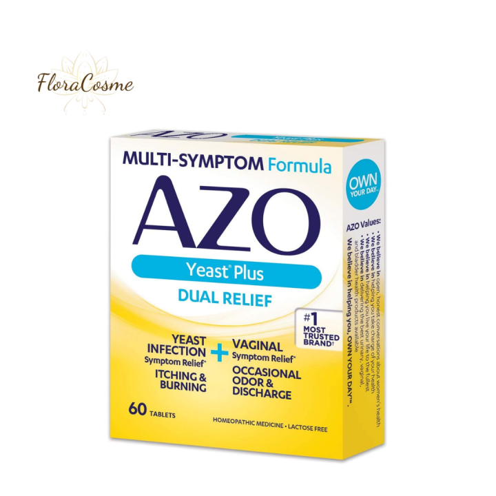 Azo - Viên Uống Azo vàng - azo yeast plus - Nhập khẩu Mỹ - Hộp 60 viên ...