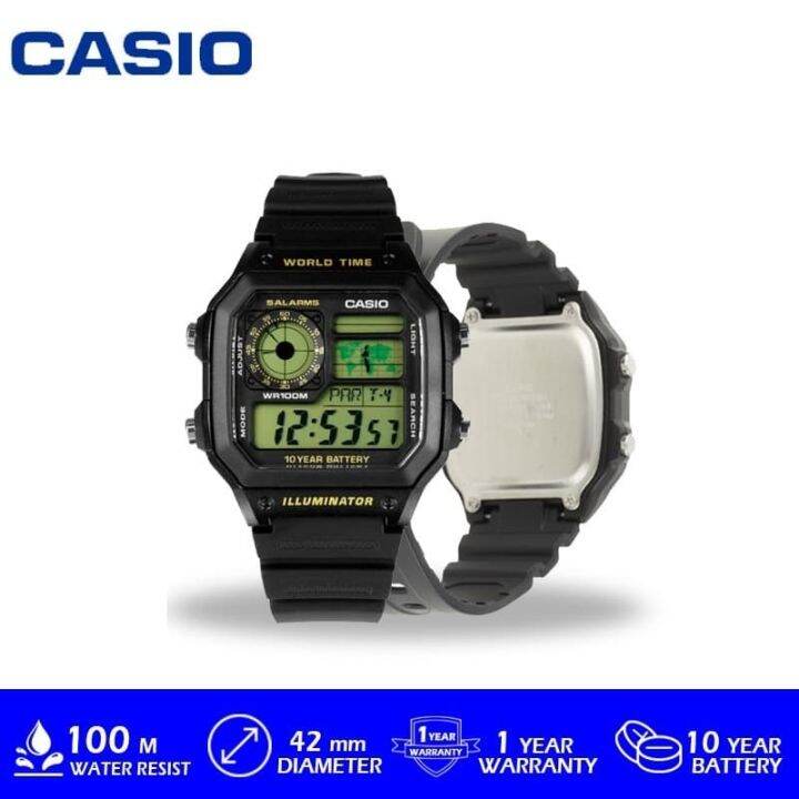 Casio GENERAL AE-1200WH-1BVDF / AE 1200WH 1BVDF / AE1200WH ORIGINAL | Lazada Indonesia