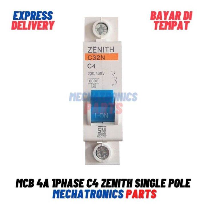 ELC[MCB-9002] MCB 4A 1PHASE C4 4A ZENITH SINGLE POLE | Lazada Indonesia