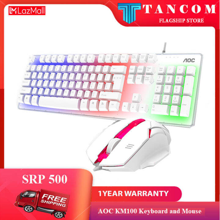 AOC KM100 Colorful LEDLuminous Backlight USB Wired Keyboard and Mouse ...