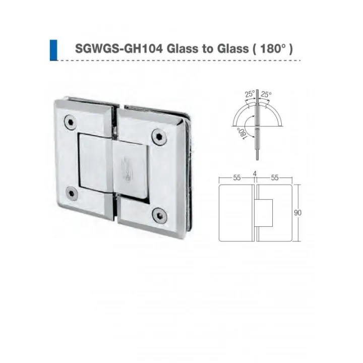 ST GUCHI STEEL Glass to Glass Hinge 180° SGWGS-GH104 | Lazada