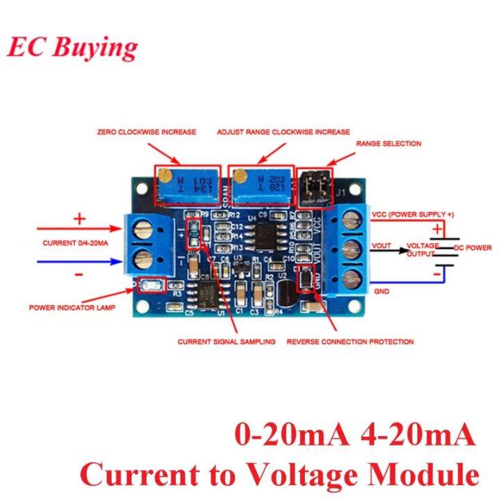 0 to 20mA/40mA to 0-3.3V 0-5V 0-10V Current to Voltage Converter Signal ...