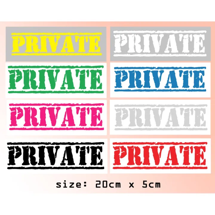 PRIVATE STICKER DECALS size 20cm x 5cm | Lazada PH