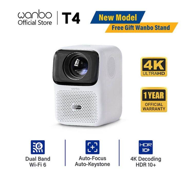 Official Wanbo T4 Projector 4K Decode HD Portable Android 9.0 Bluetooth ...