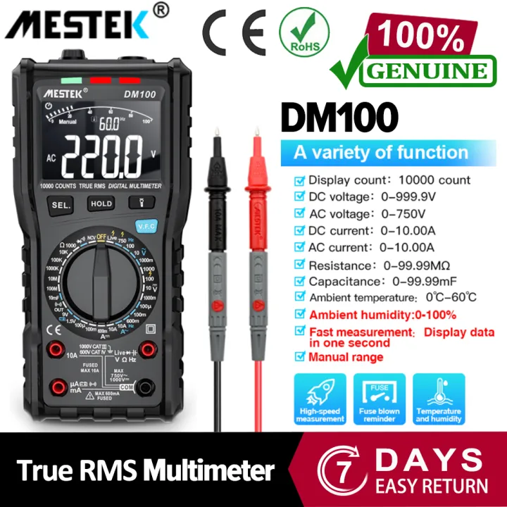【Ready Stock】MESTEK DM100 Digital Multimeter High Speed Smart Double ...
