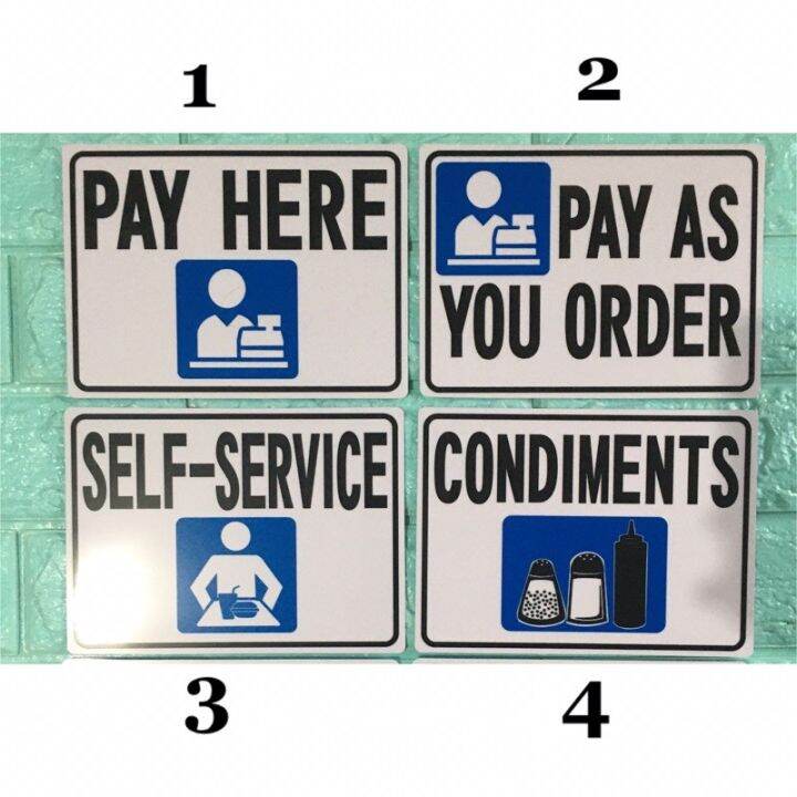 PVC Pay here / Self service / Pay as you order / Condiments Signages ...