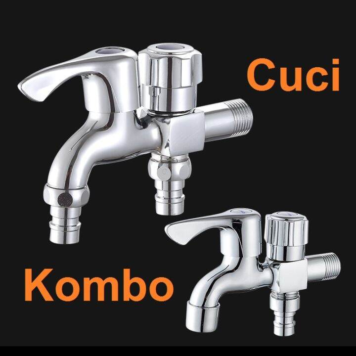 Kran Cabang Engkol Keran Shower Cabang 2 Kran Double Kamar Mandi 2 Way 2 Keran Tembok Wall Tap ...