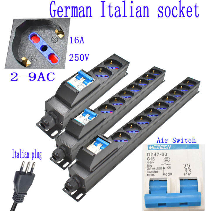 PDU power strip network cabinet rack 2-10AC German Italian socket 16A ...