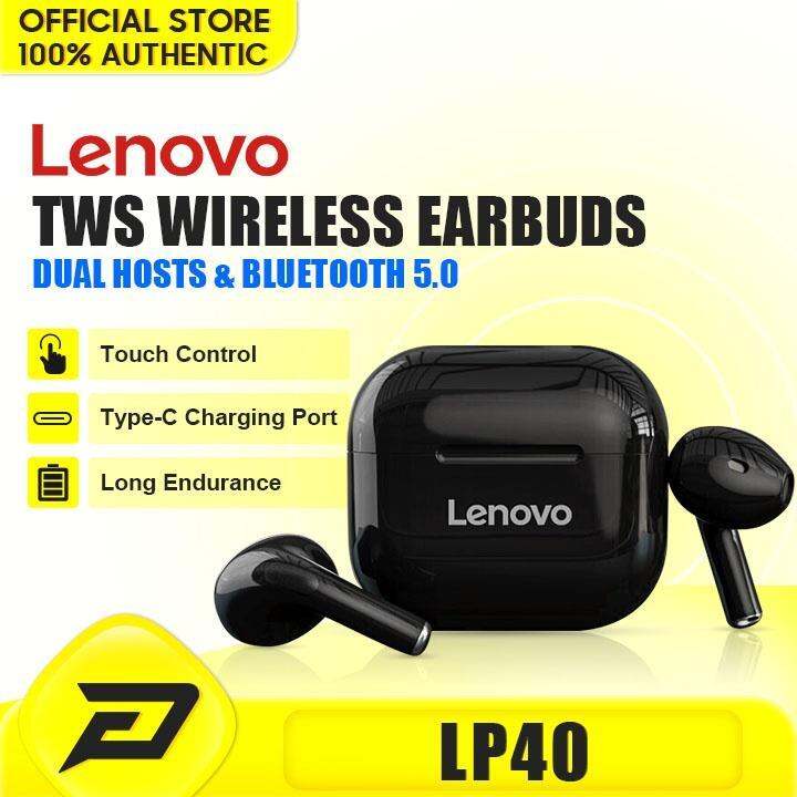 Lenovo LP40 TWS Wireless Earbuds with Mic Super Bass Bluetooth Headphones Gaming Bluetooth ...