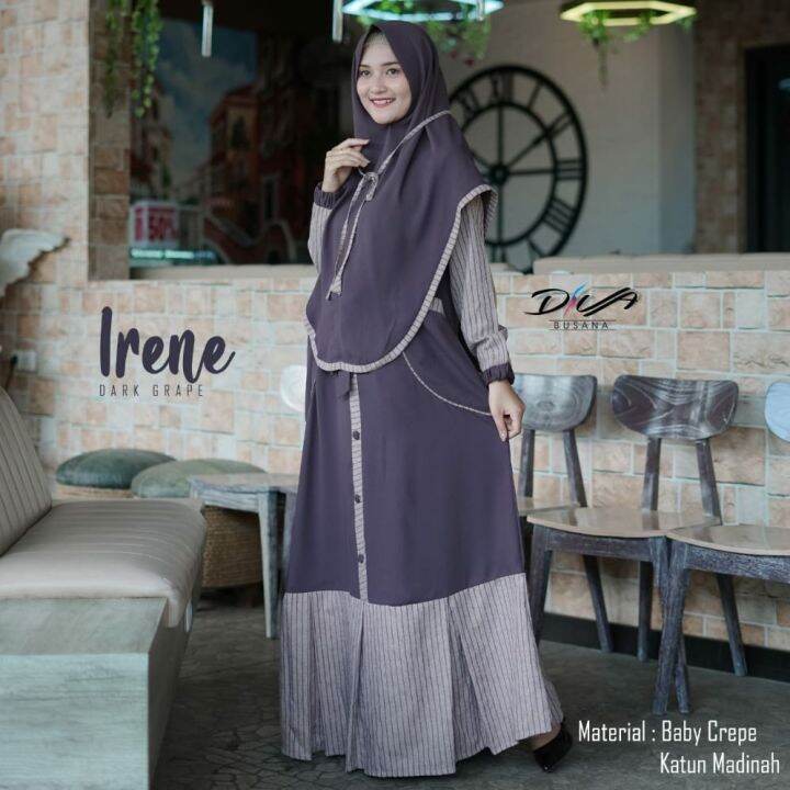 irene set jilbab ori diva busana bahan baby crep kombinasi katun ...
