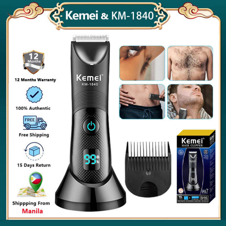 Kemei KM-1840 Multifunction Electric Hair Clipper Usb Base Washable Men Shaver Private Beard ...
