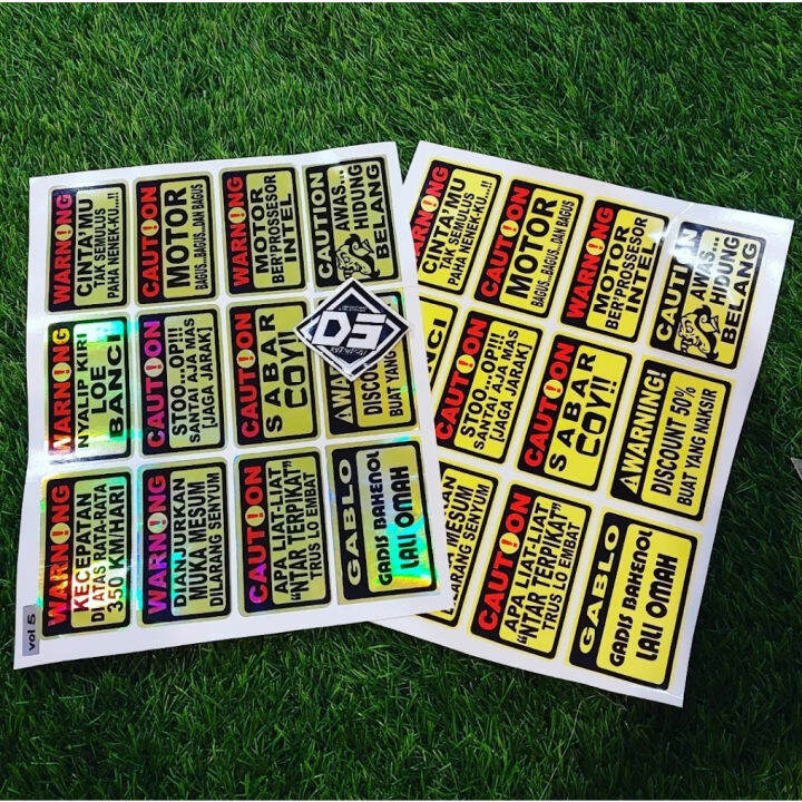 Vol 5 Stiker Paket kata kata Warning Caution Sticker Pack Vinyl Hologram | Lazada Indonesia