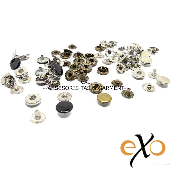 50 SET KANCING CETET BESI 10 MM SNAP BUTTON JEPRET | KANCING JAKET - V ...