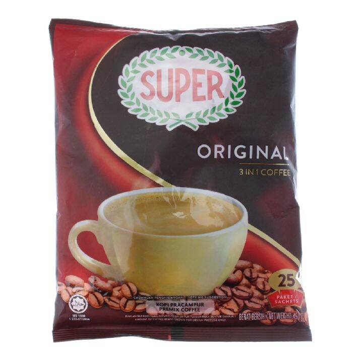 Super Coffee 3 in 1 Regular Premix Coffee (25's x 18g) | Lazada